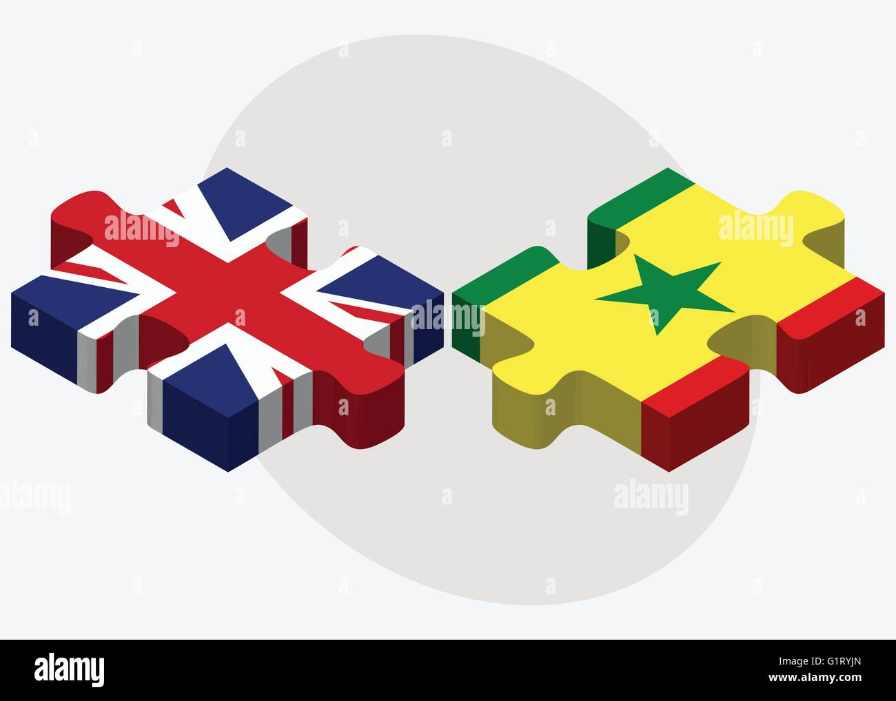 United Kingdom and Senegal Flags in puzzle isolated on white background ...
