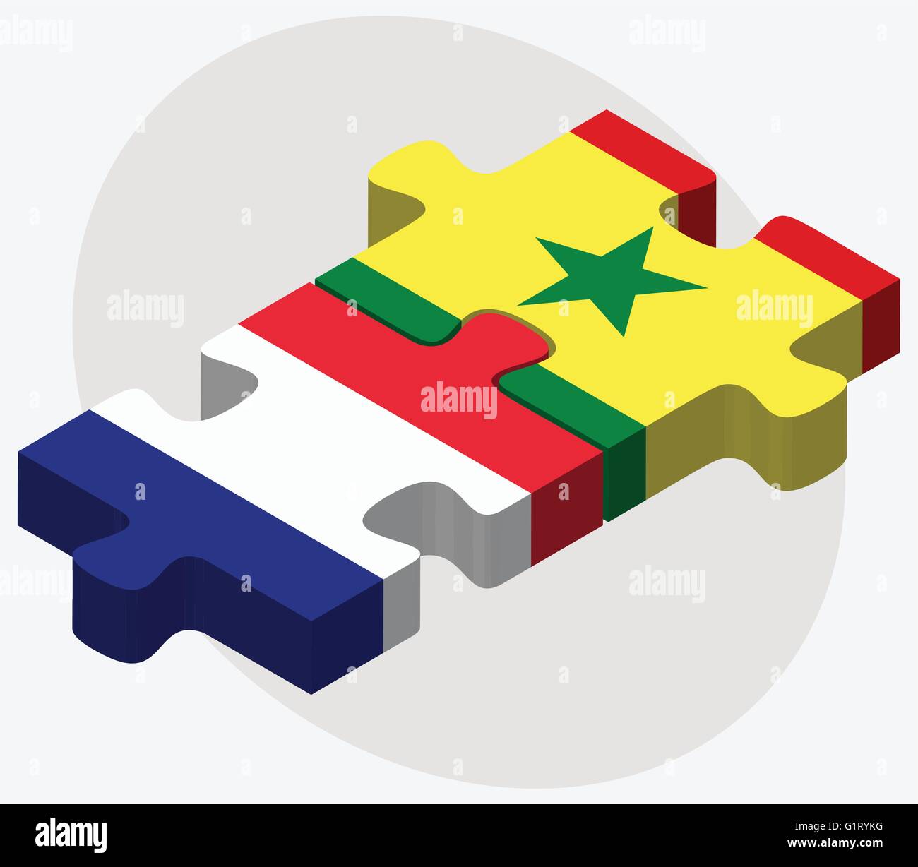 France and Senegal Flags in puzzle isolated on white background Stock ...