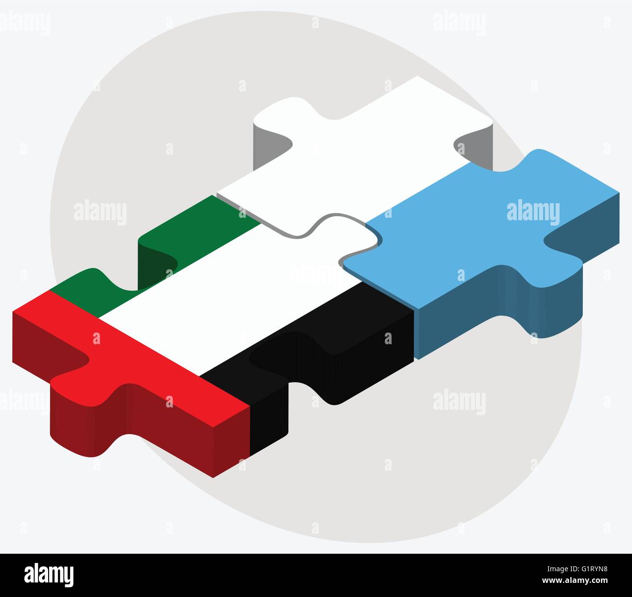 United Arab Emirates and San Marino Flags in puzzle isolated on white ...