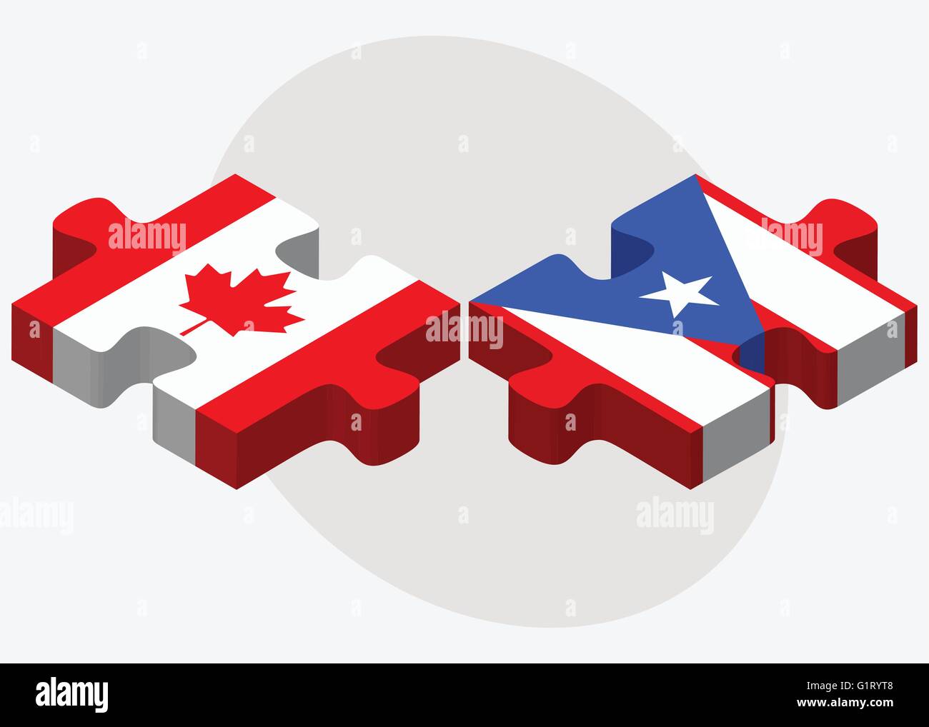 Canada and Puerto Rico Flags in puzzle isolated on white background ...