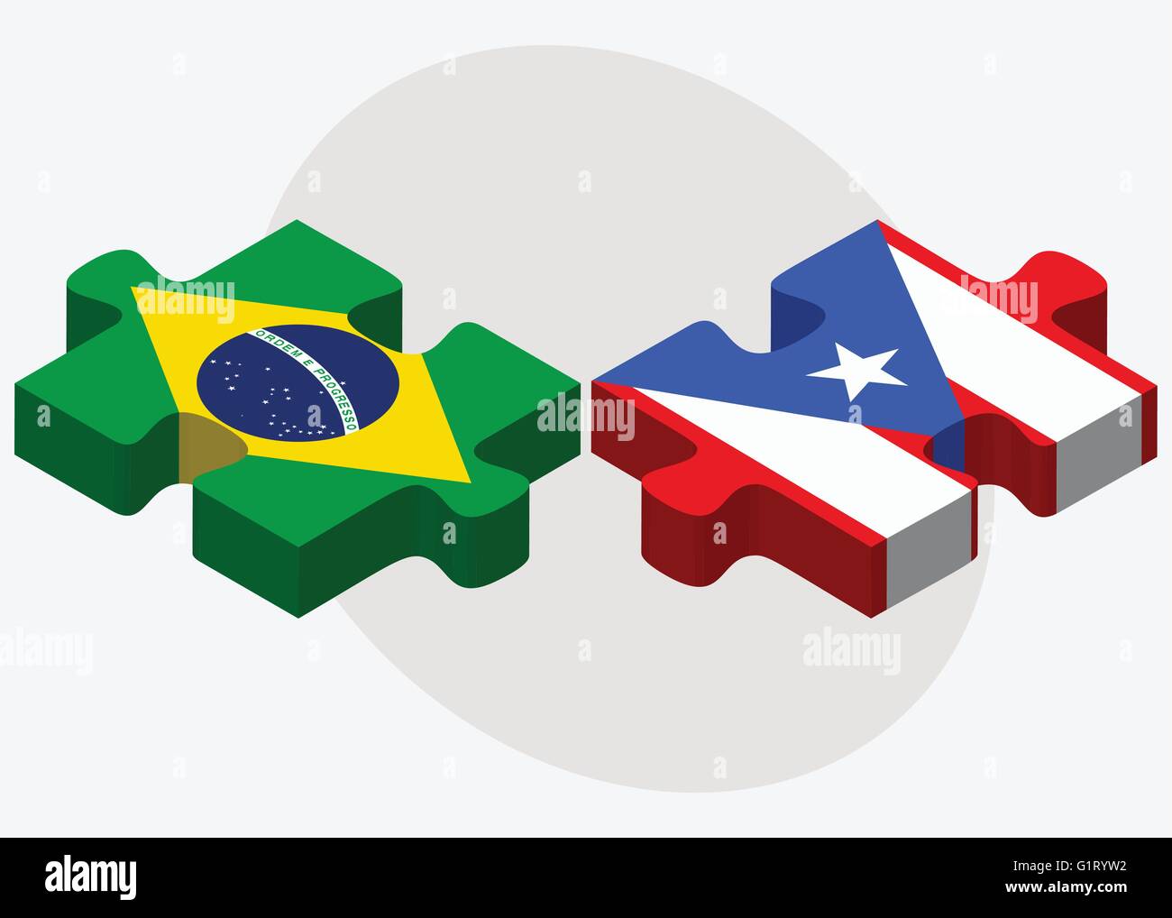Brazil and Puerto Rico Flags in puzzle isolated on white background ...