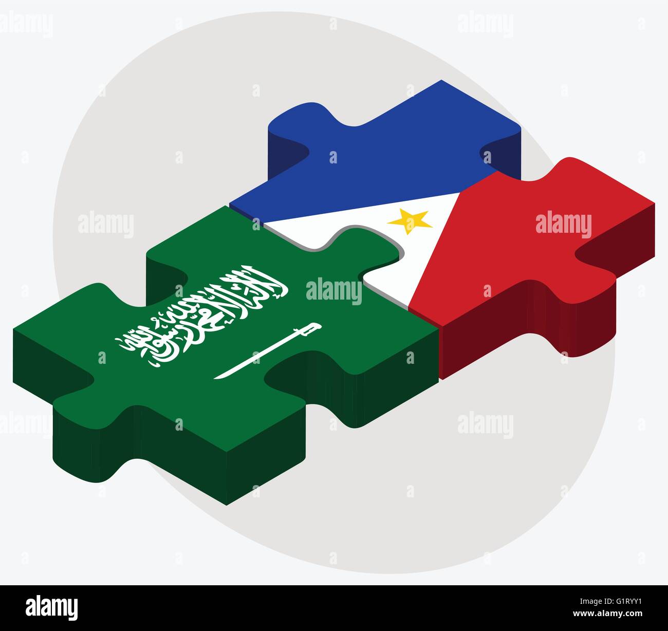 Saudi Arabia and Philippines Flags in puzzle isolated on white ...