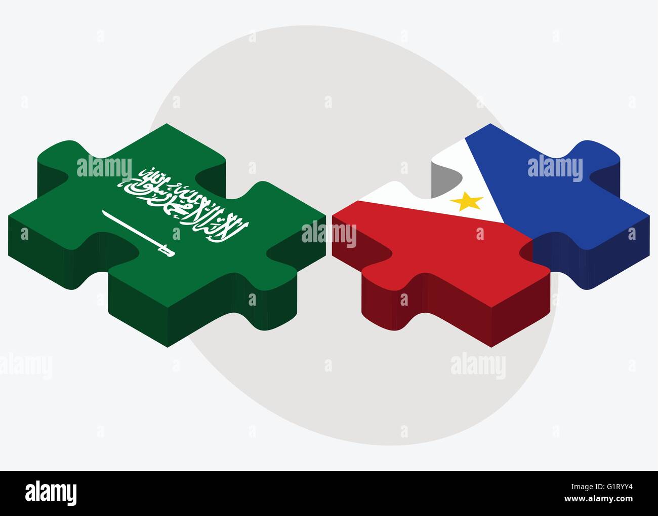 Saudi Arabia and Philippines Flags in puzzle isolated on white ...