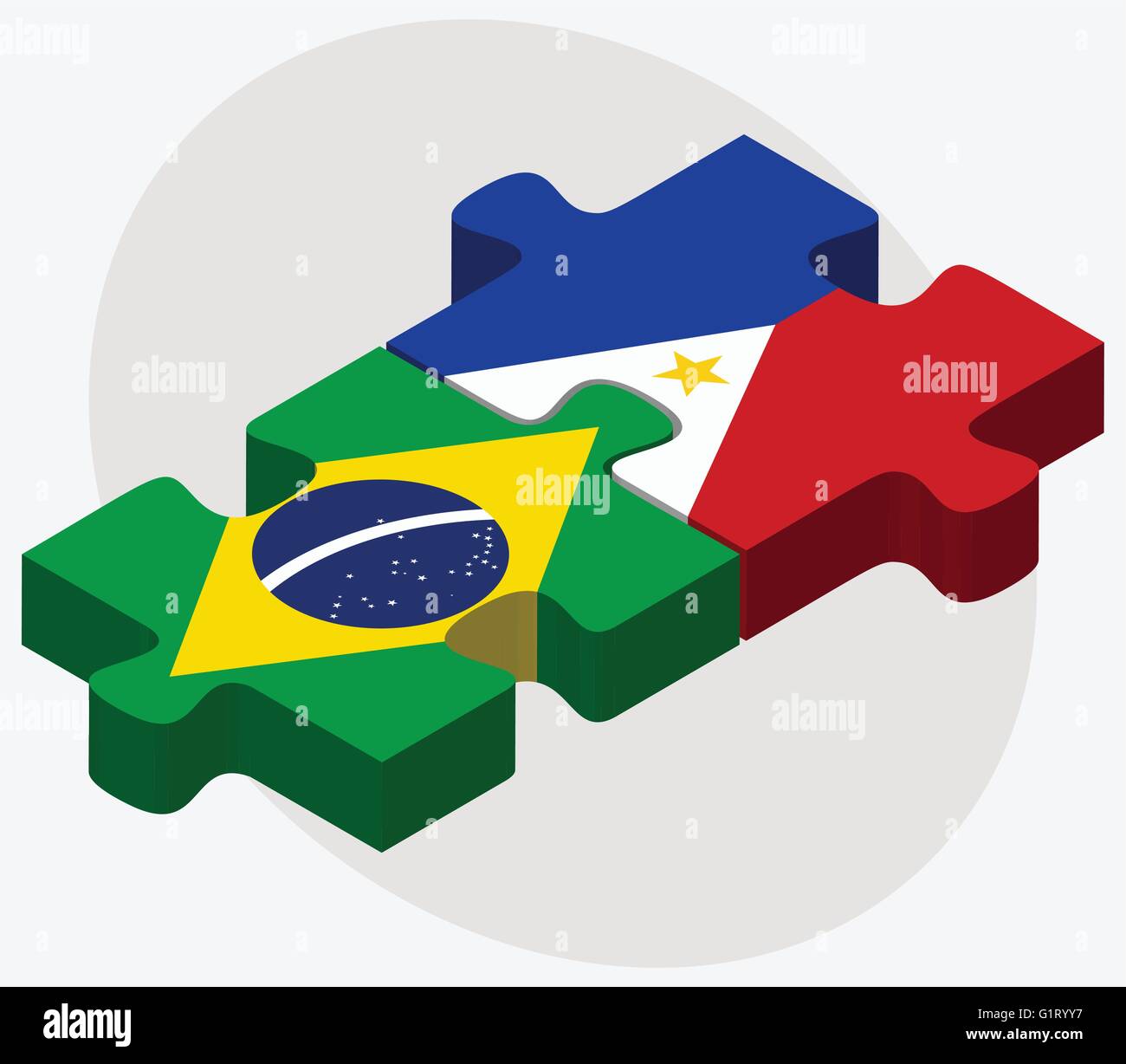 Brazil and Philippines Flags in puzzle isolated on white background ...