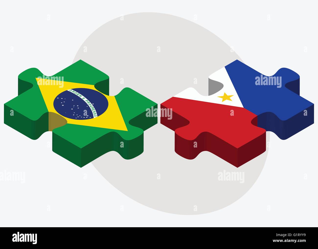 Brazil and Philippines Flags in puzzle isolated on white background ...