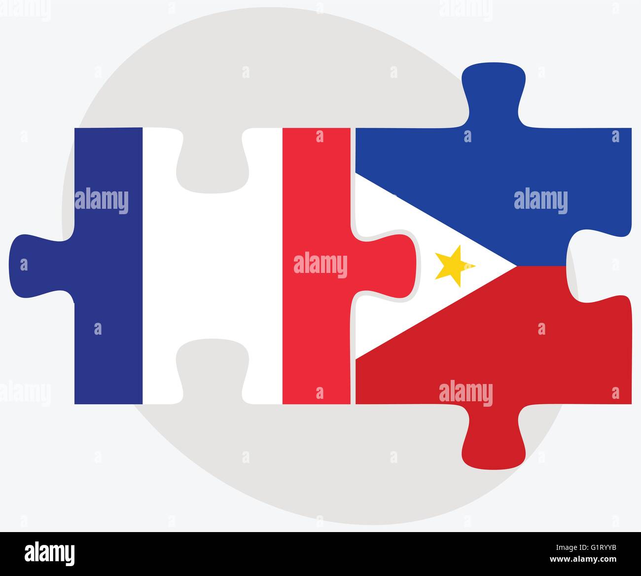 France and Philippines Flags in puzzle isolated on white background ...