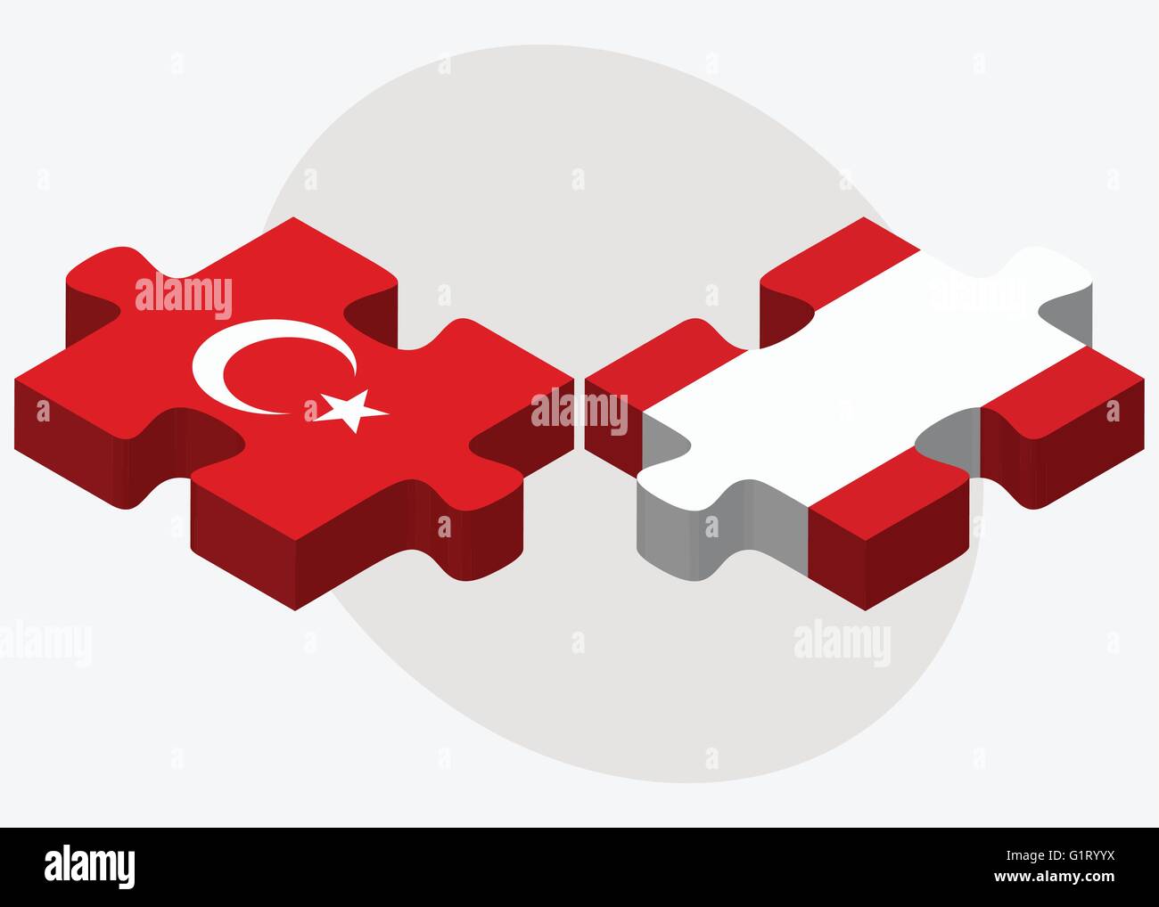 Turkey and Peru Flags in puzzle isolated on white background Stock ...