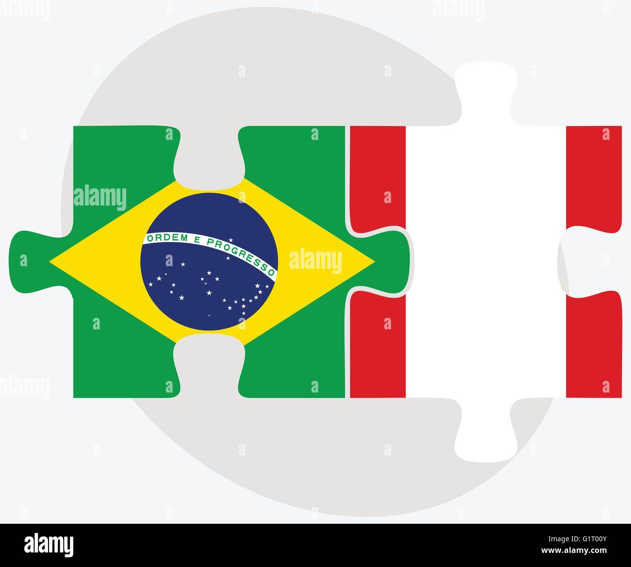 Brazil and Peru Flags in puzzle isolated on white background Stock ...