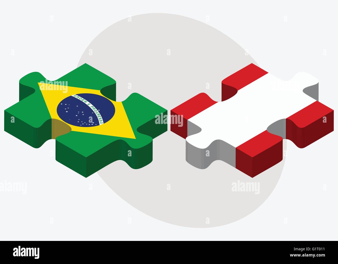 Brazil and Peru Flags in puzzle isolated on white background Stock ...