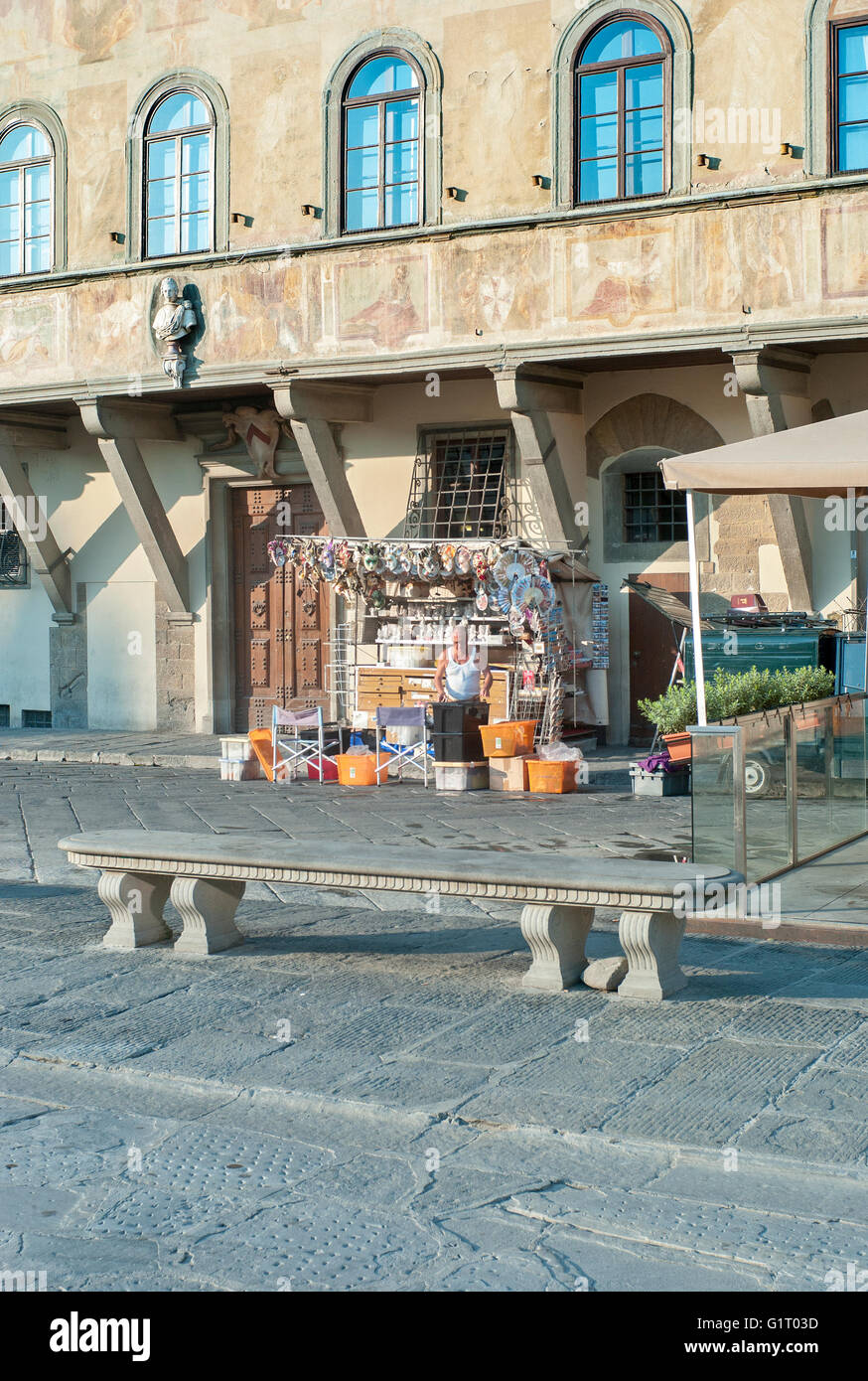 market stall santa croce square Florence Italy Stock Photo - Alamy