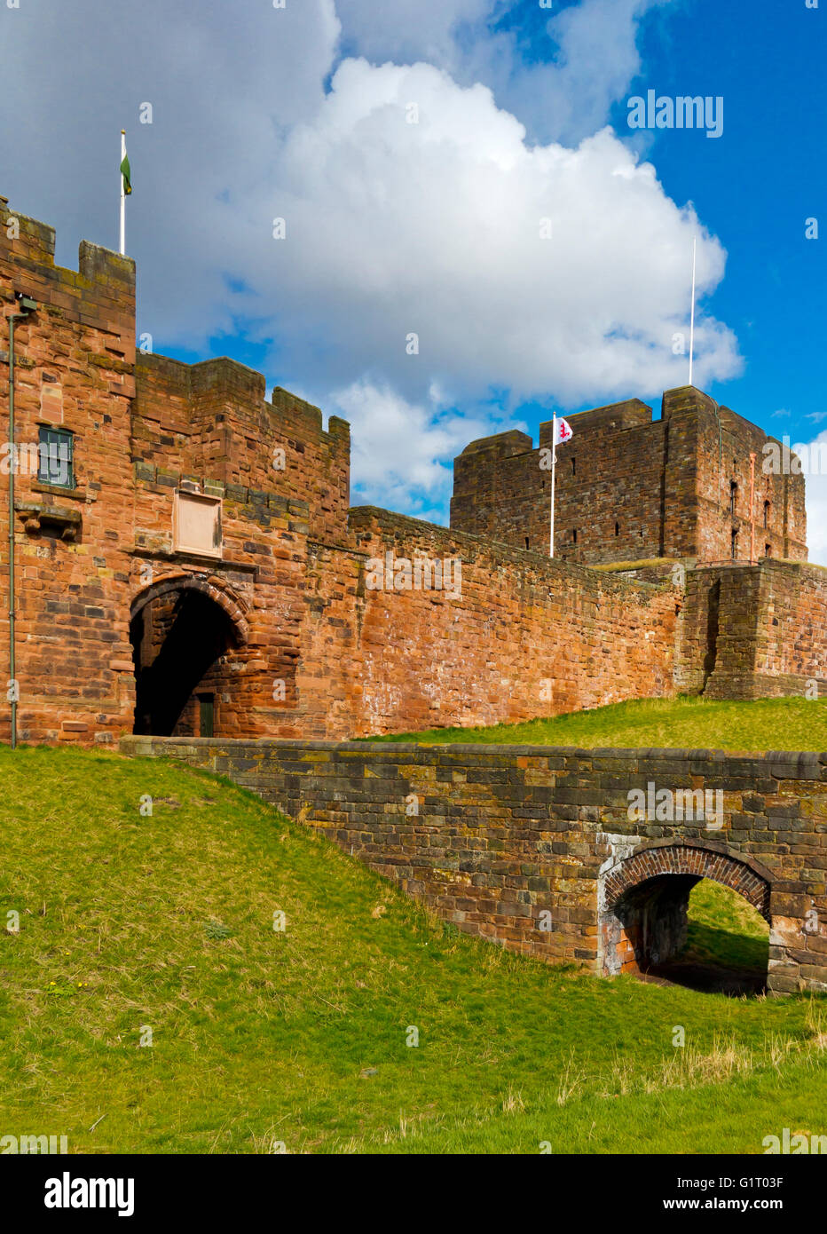 The exterior of Carlisle Castle originally built in the 12th century ...