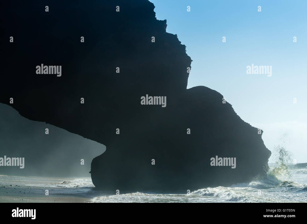 Red archs on atlantic ocean coast in Marocco, Legzira beach Stock Photo ...