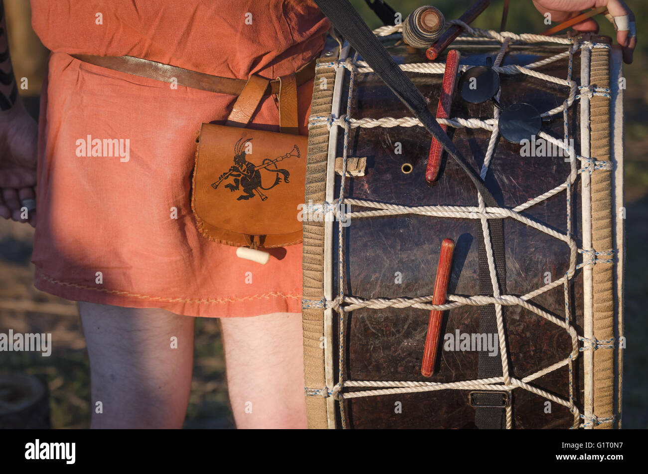 Ancient drum player Stock Photo - Alamy