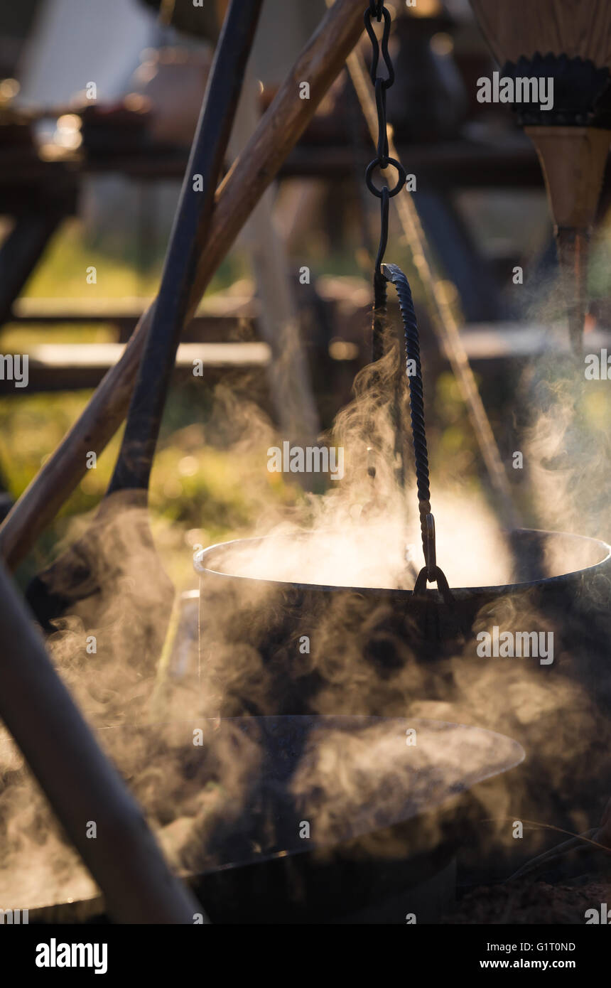 Boiling medieval metal kettle hi-res stock photography and images - Alamy