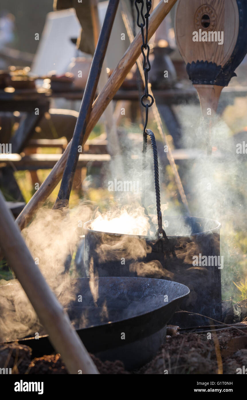 Boiling medieval metal kettle hi-res stock photography and images - Alamy