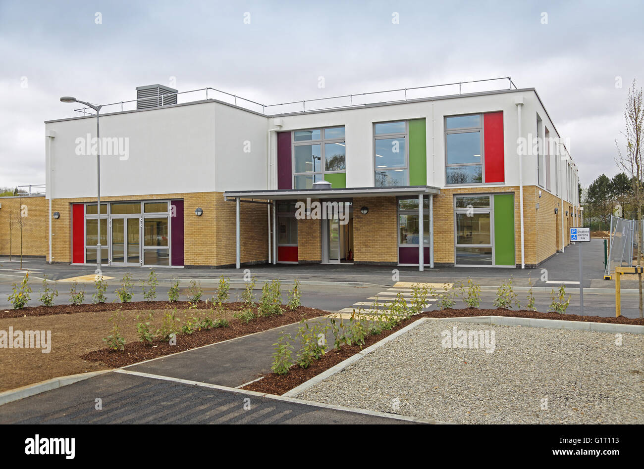 Entrance to the new Kings Hill Primary School, near Maidstone, Kent, UK ...