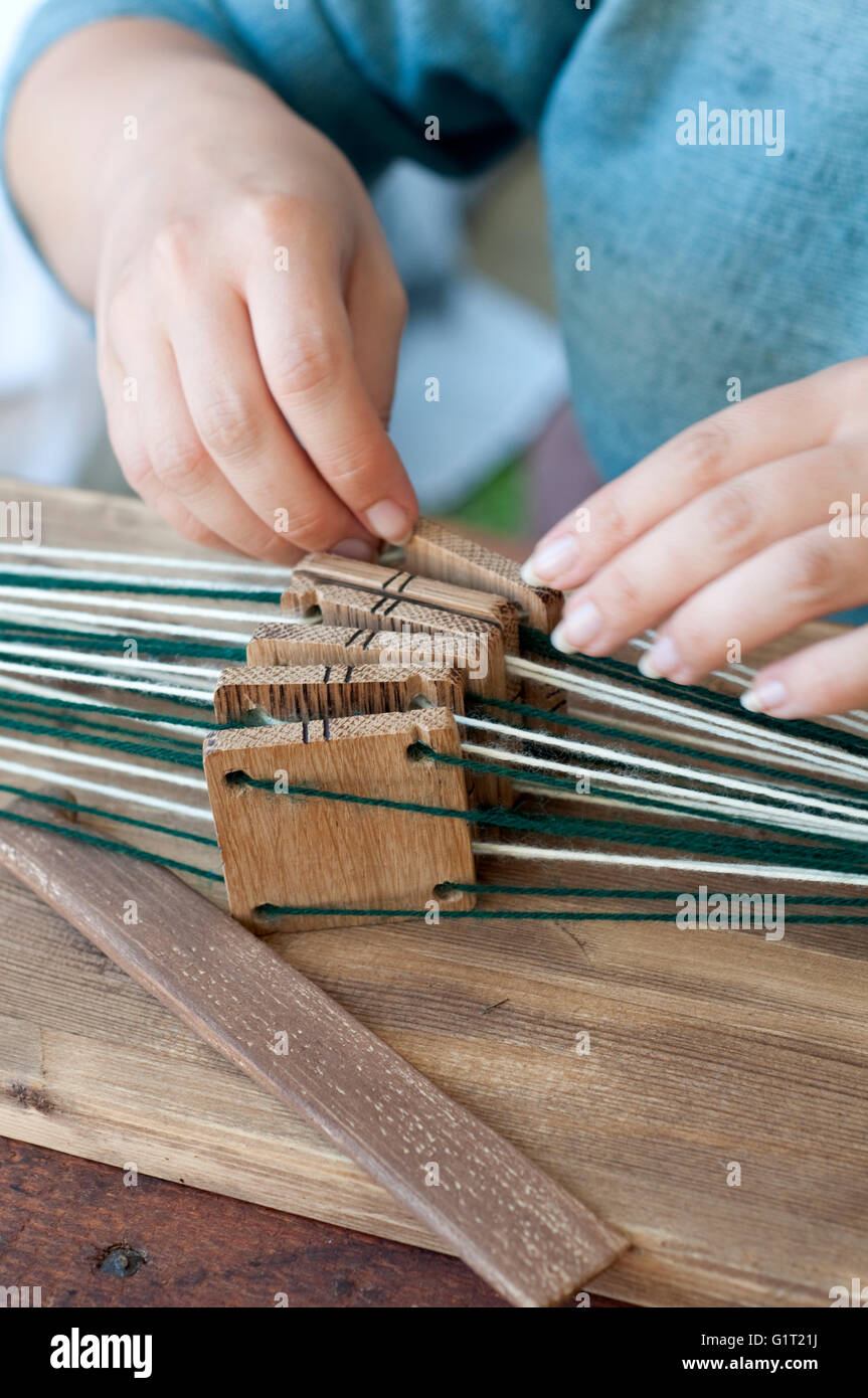 Italy, Lombardy, Historical Reenactment Celtic, Tablet Weaving Stock ...