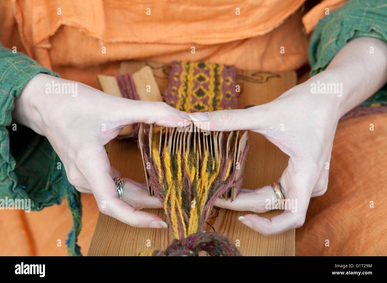 Italy, Lombardy, Historical Reenactment Celtic, Tablet Weaving Stock ...