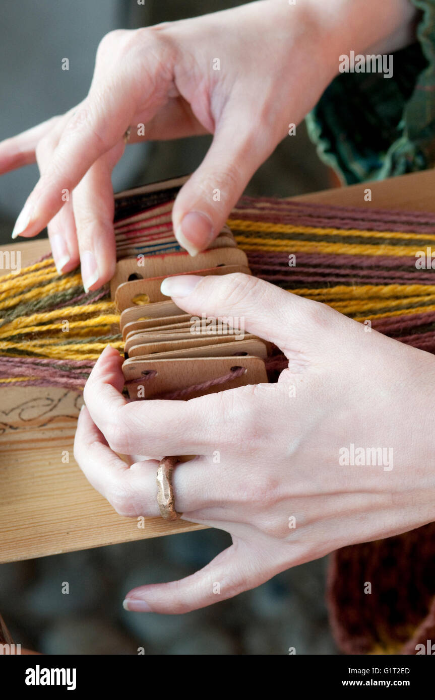 Italy, Lombardy, Historical Reenactment Celtic, Tablet Weaving Stock ...