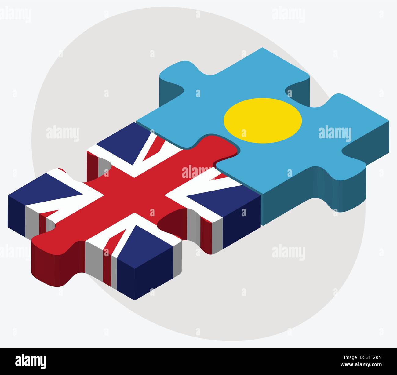 United Kingdom and Palau Flags in puzzle isolated on white background ...