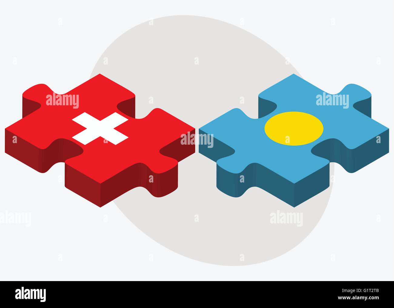 Switzerland and Palau Flags in puzzle isolated on white background ...