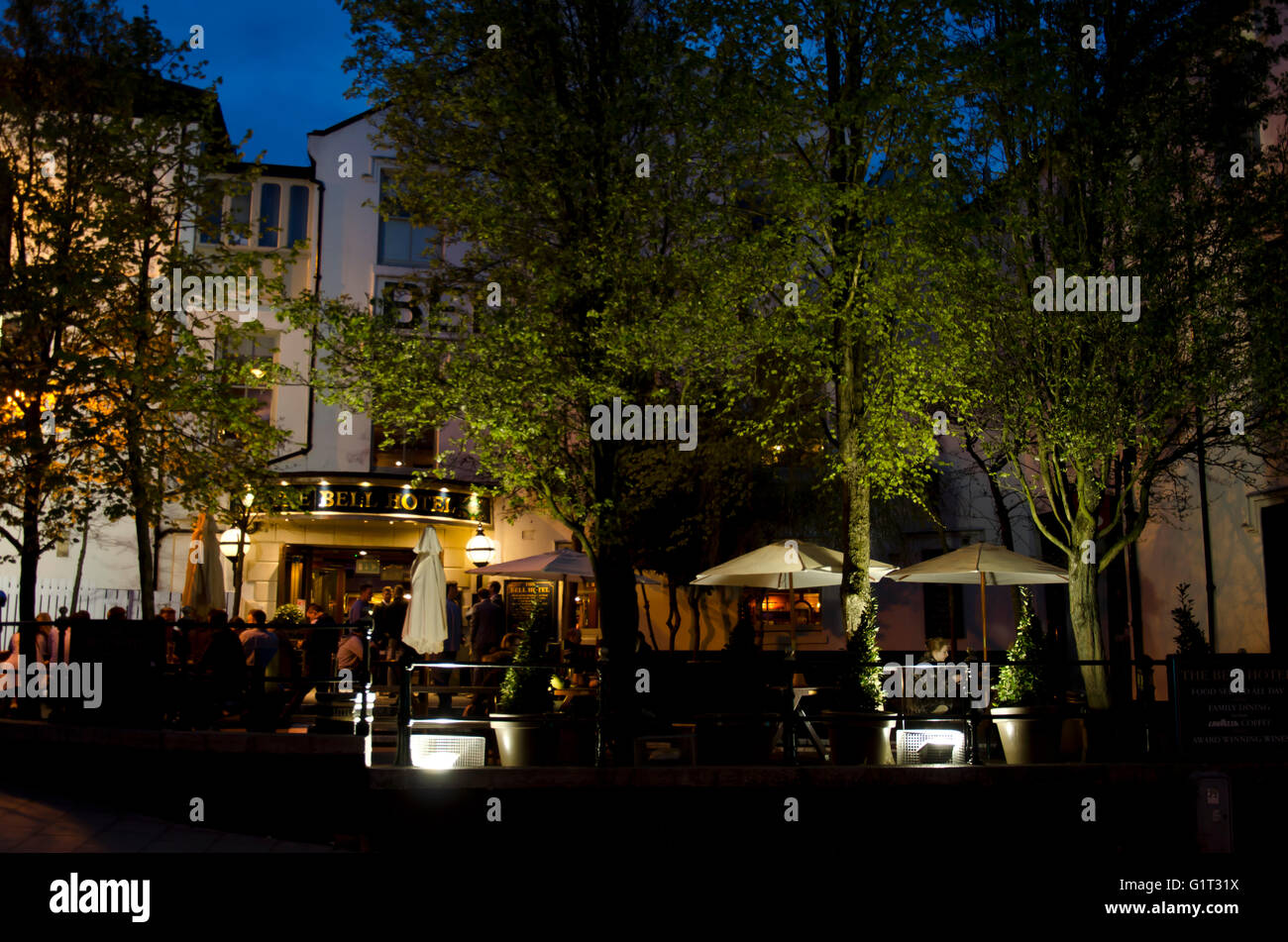 People drinking outside in the evening at a public house in Norwich ...