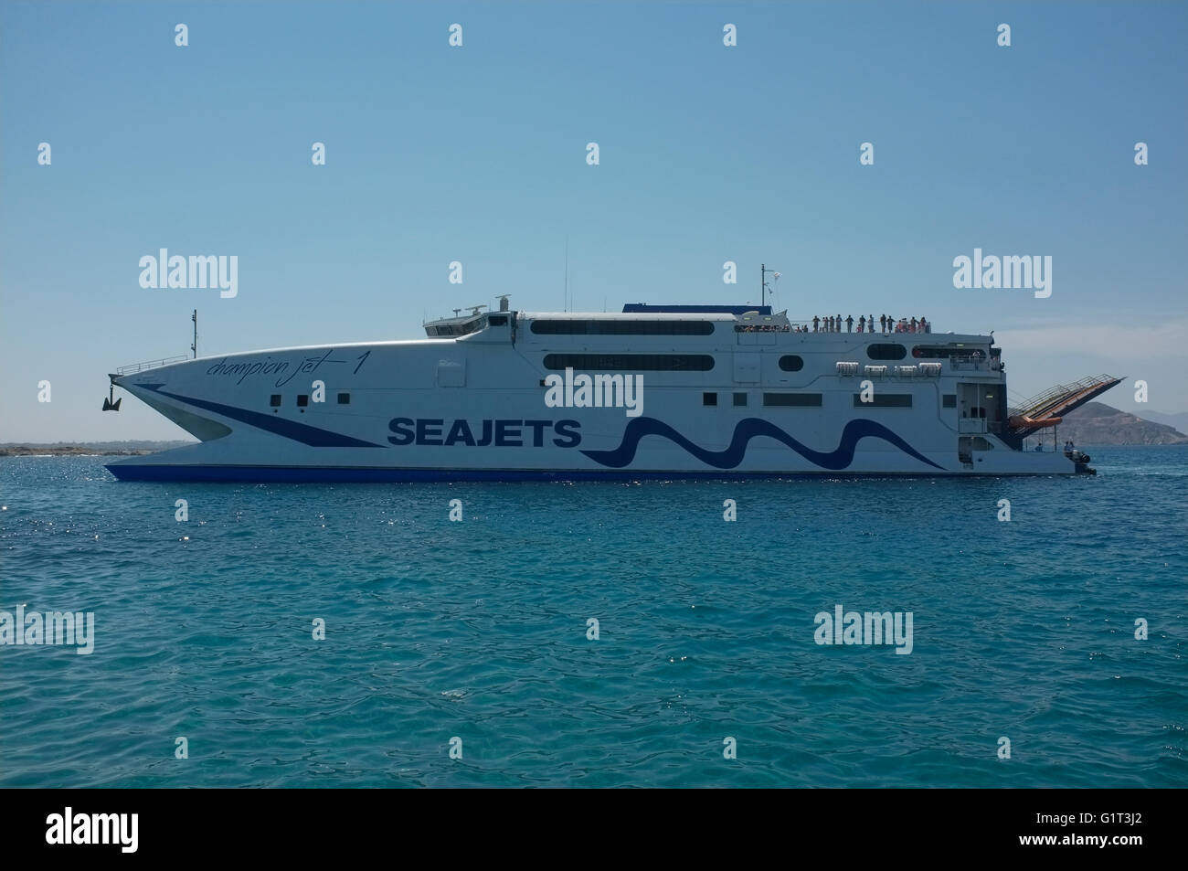 seajets ferry leaving the port of naxos, cyclades islands, greece Stock ...