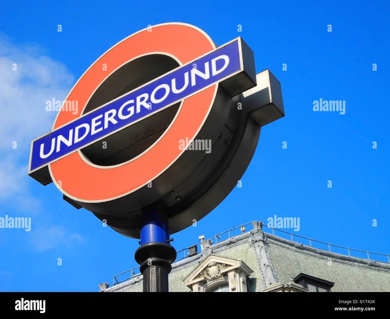 Underground tube station sign throughout the London Underground system ...