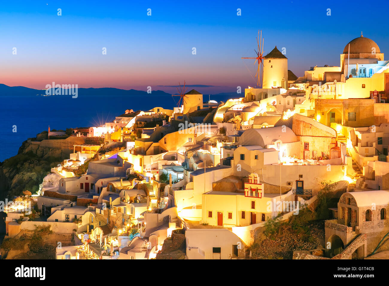 Oia at night, Santorini, Greece Stock Photo - Alamy