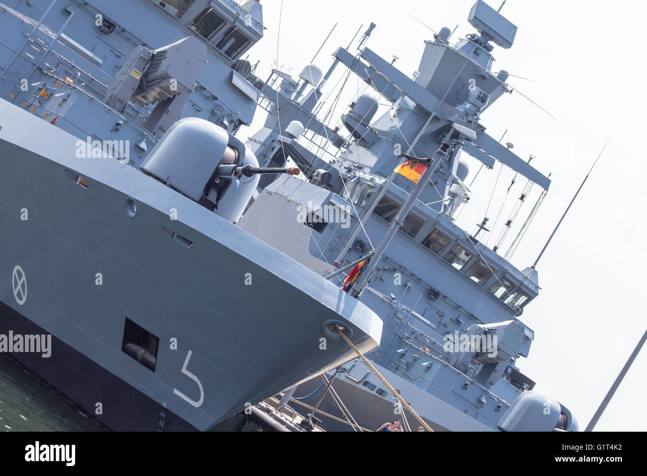two german frigates on a harbor Stock Photo - Alamy