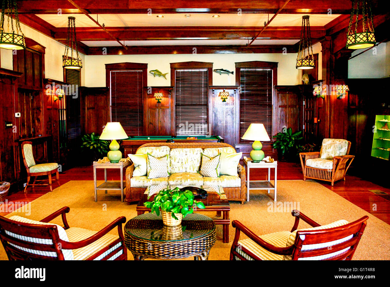 The Games Room with pool table inside the Gasparilla Inn & Club, Boca ...