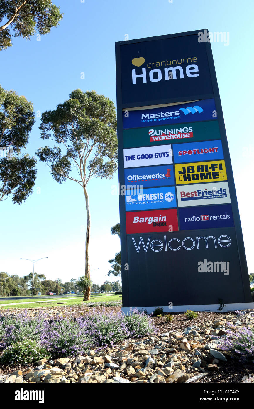 Cranbourne Home Maker Center sign boards Stock Photo - Alamy