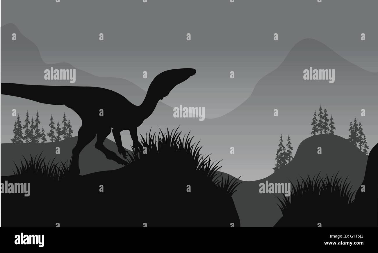 Silhouette of one eoraptor in hills Stock Vector Image & Art - Alamy