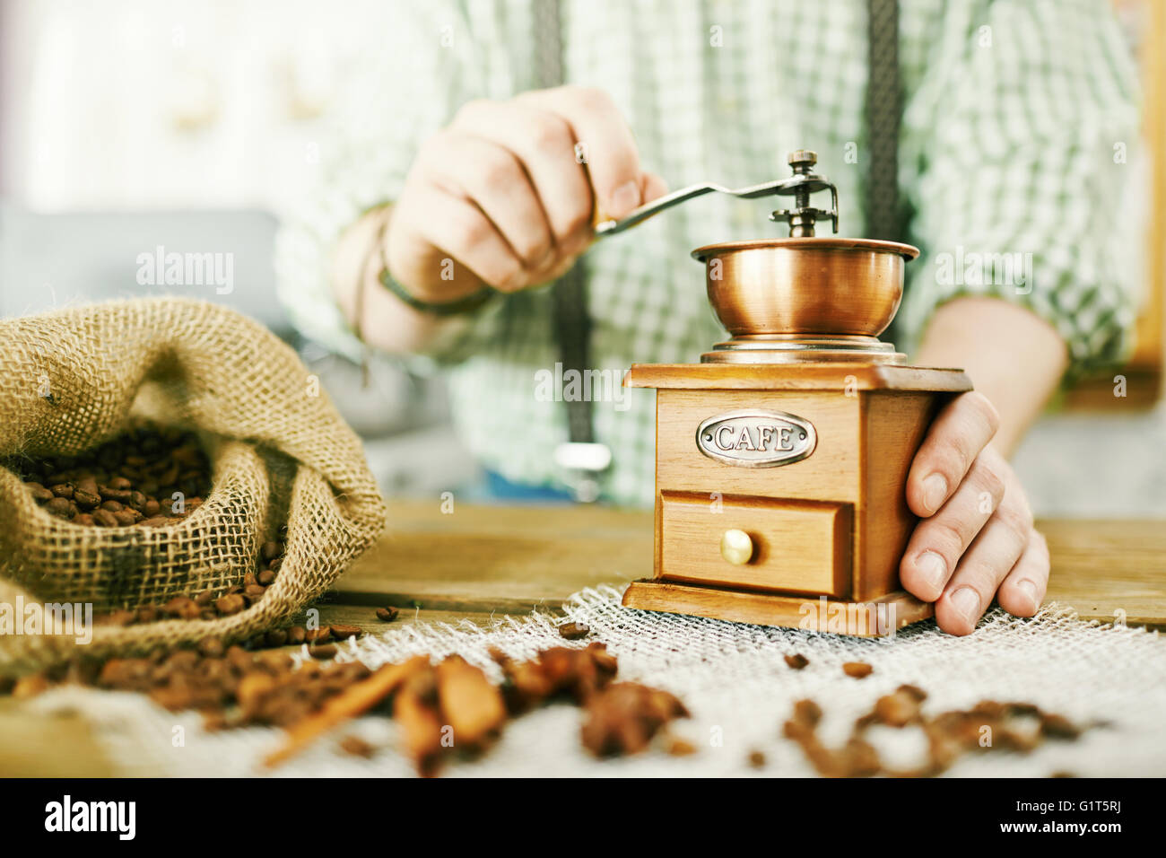Cafe owner with coffee beans hi-res stock photography and images - Alamy