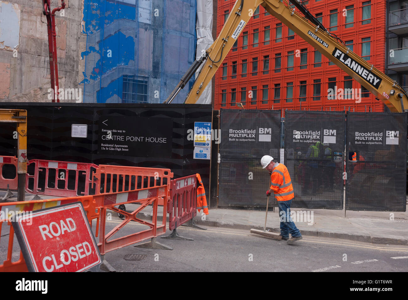 A workman employed on a construction site for the delveloper Brookfield ...