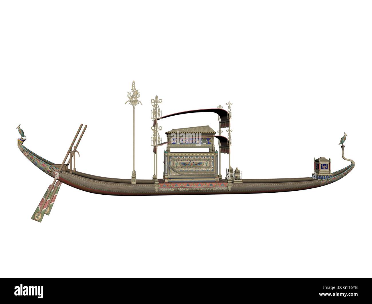 Egypt barge whith throne isolated in white background Stock Photo - Alamy
