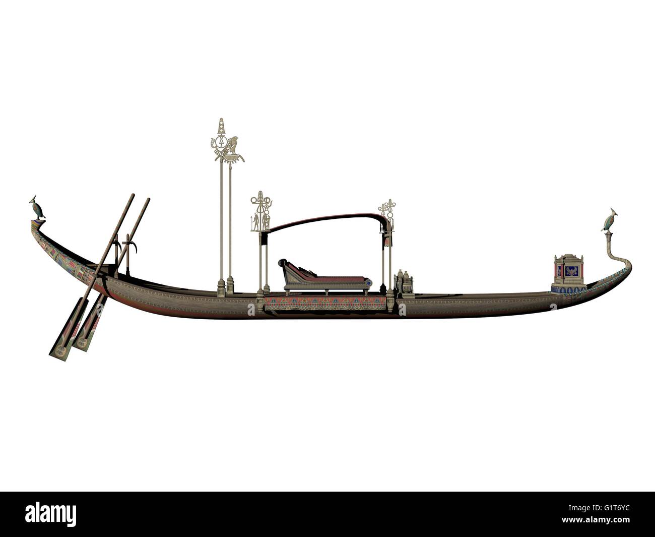 Egypt barge whith throne isolated in white background Stock Photo - Alamy