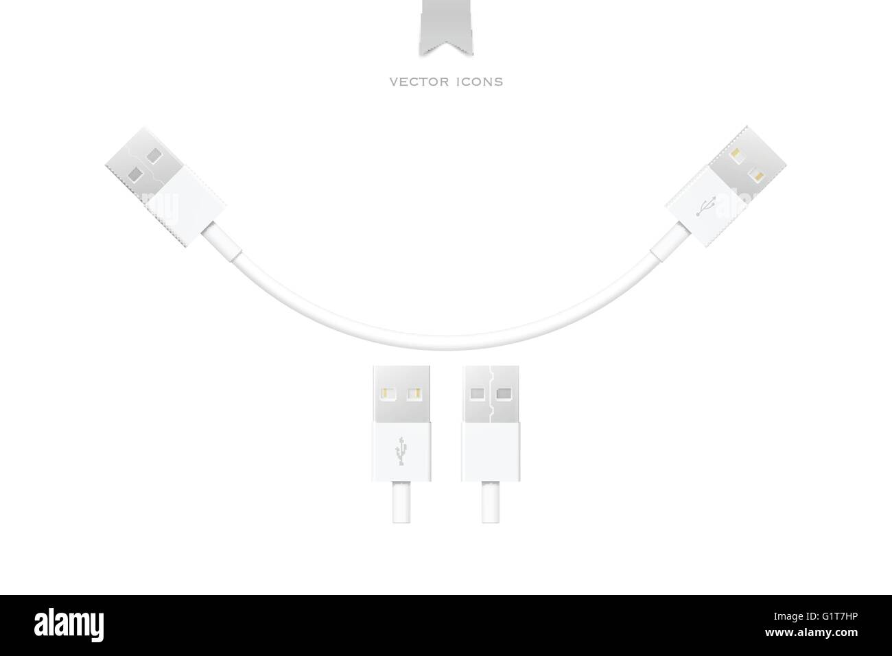set of usb interface cables isolated on white background. vector ...