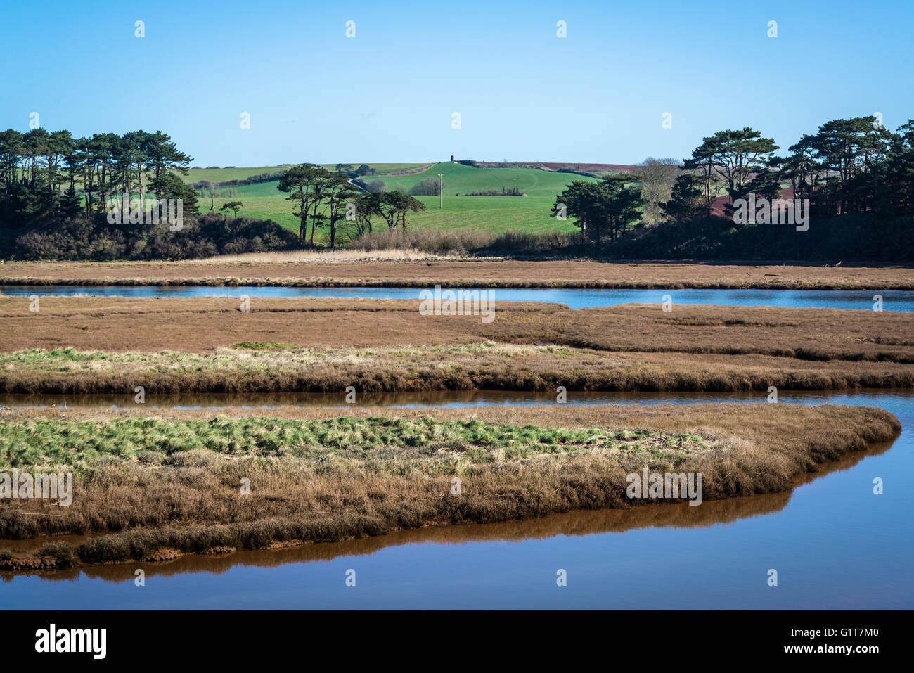 River Otter estuary, Budleigh Salterton, East Devon, England, United ...