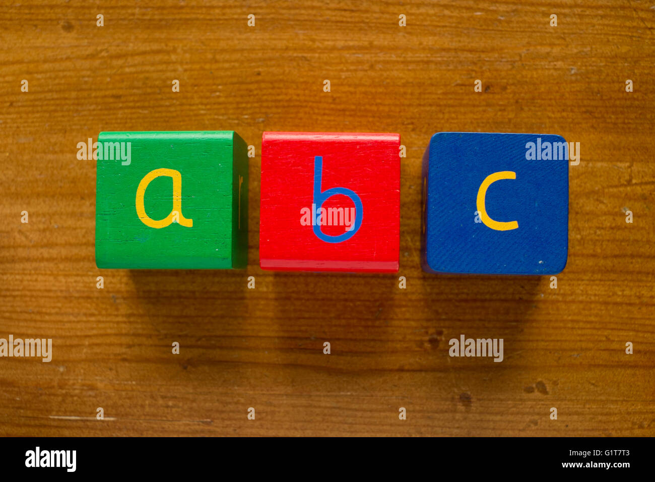 Colorful wooden blocks spelling the word/letters ABC Stock Photo - Alamy
