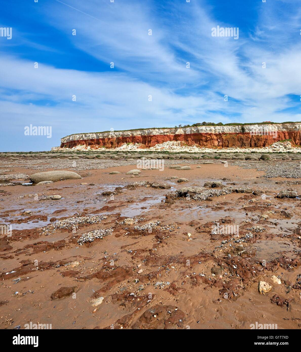 Old Hunstanton beach and cliffs Norfolk England UK Stock Photo - Alamy