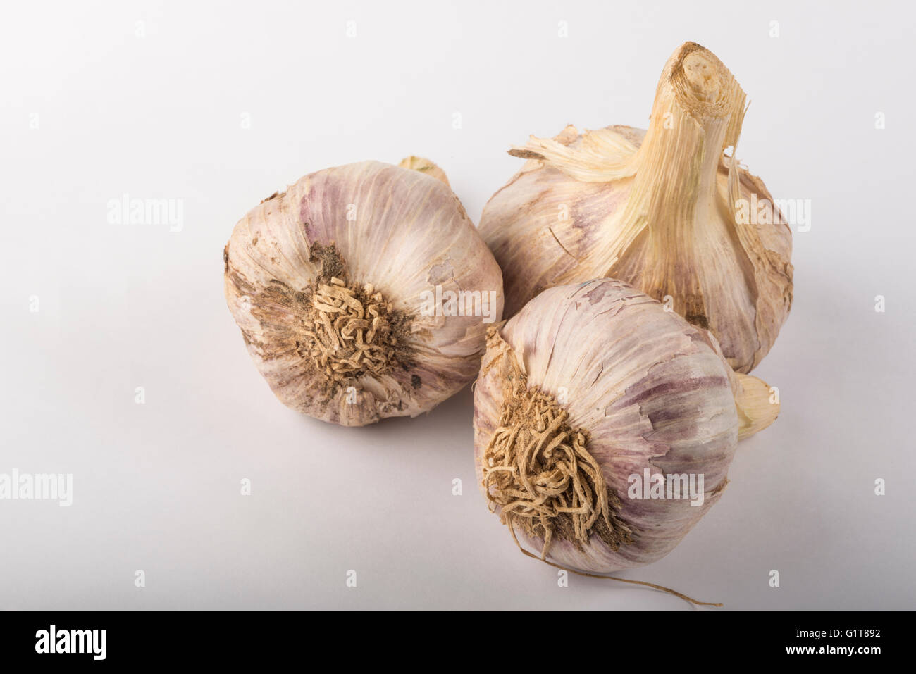 Fresh garlic on white background Stock Photo - Alamy