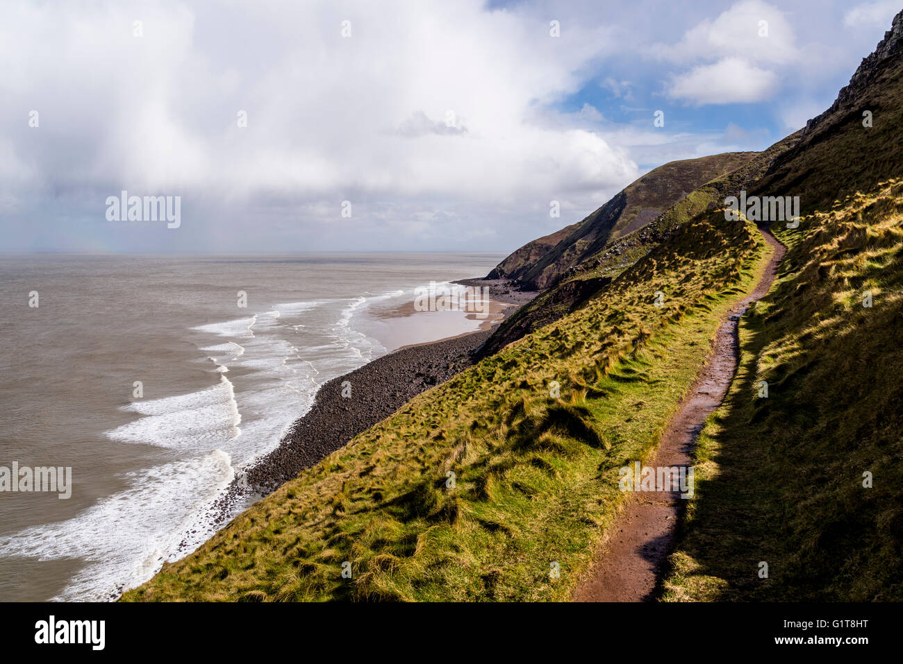 Coastal path, Hurlstone Point, Bossington Hill, Somerset, England ...