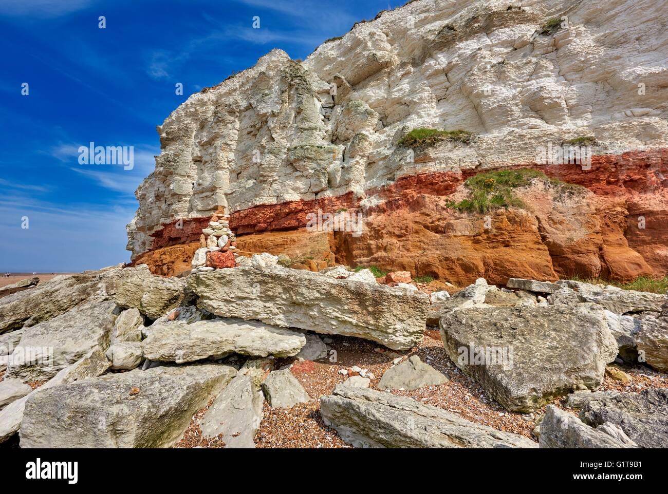 Old Hunstanton Chalk cliffs Norfolk England UK Stock Photo - Alamy