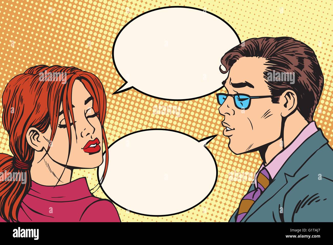 Couple love dialogue pop art hi-res stock photography and images - Alamy