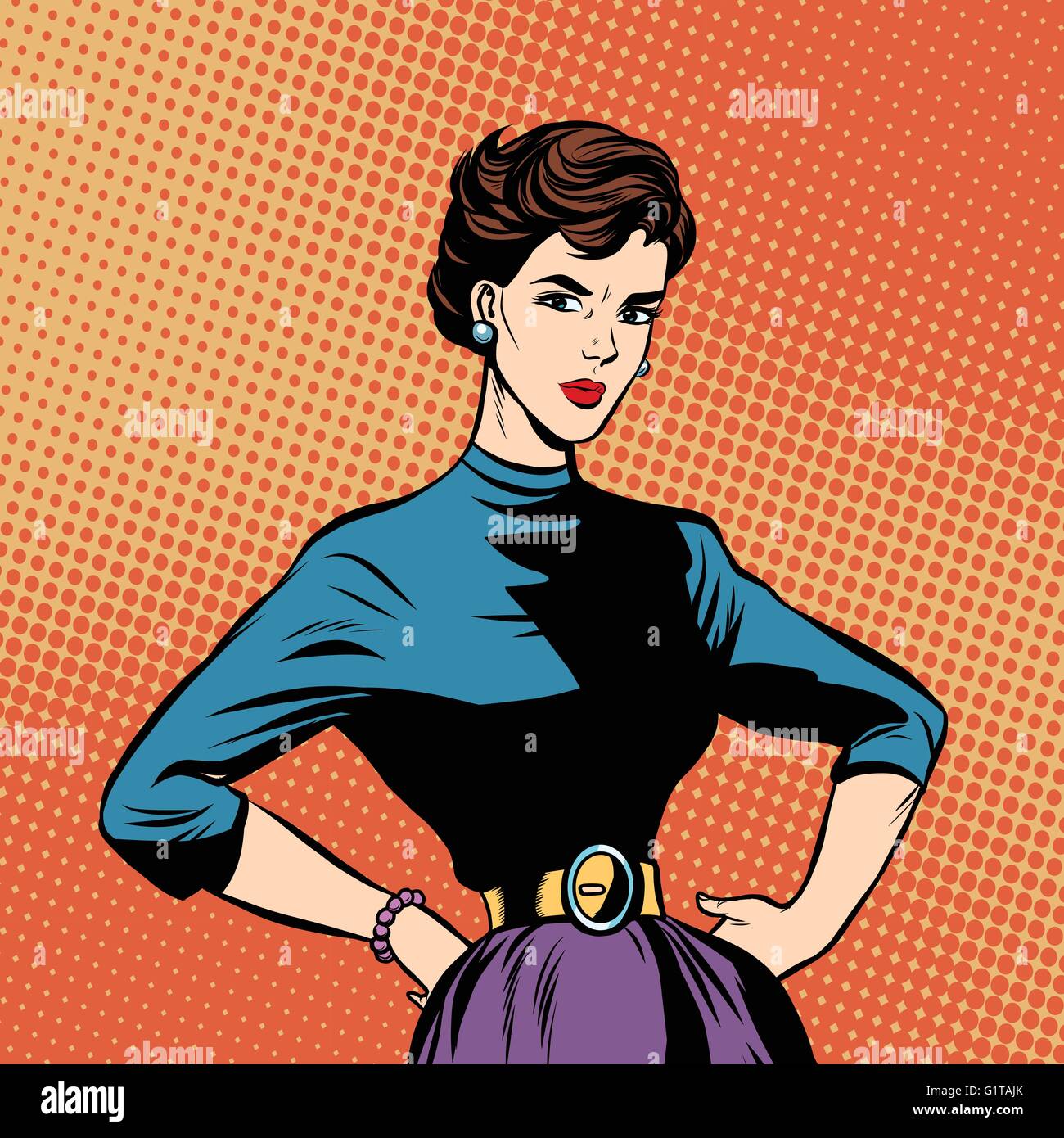 Strict beautiful retro woman Stock Vector Image & Art - Alamy