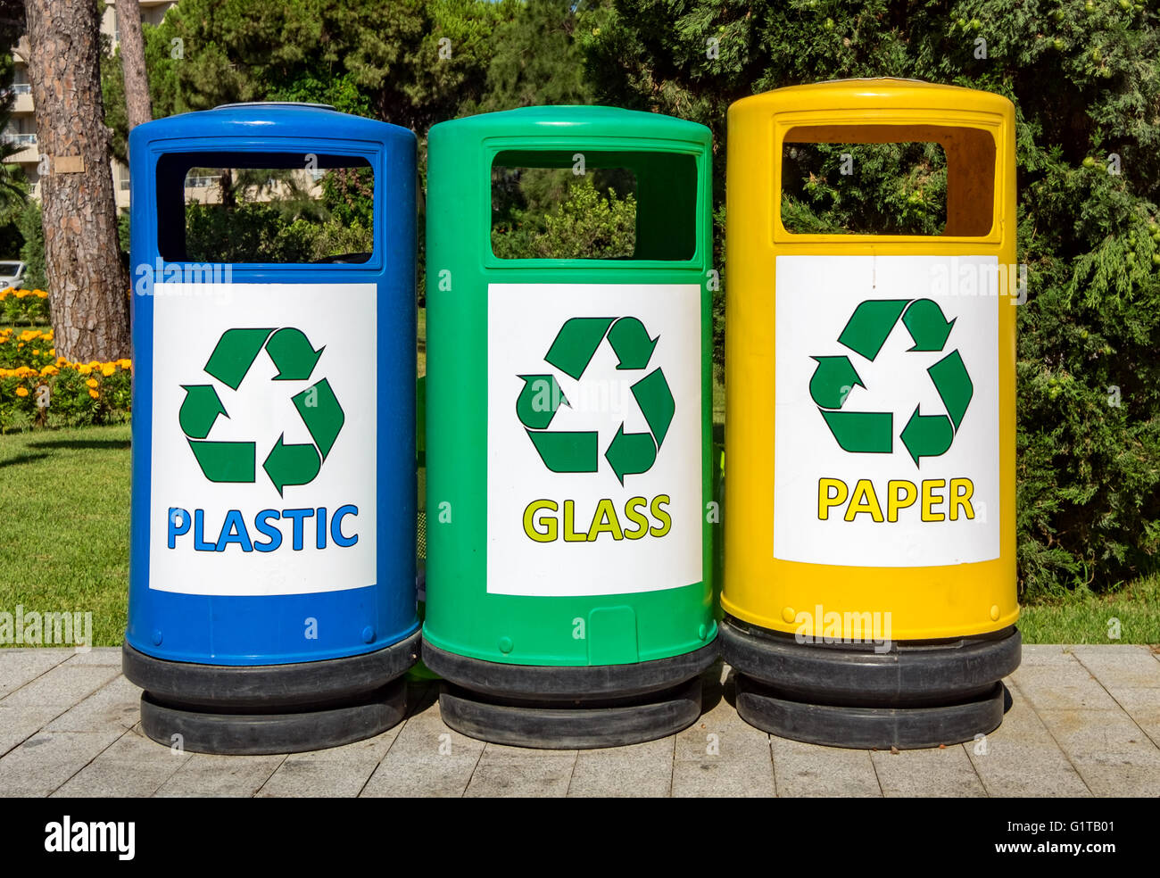 Colorful Garbage bins Stock Photo - Alamy