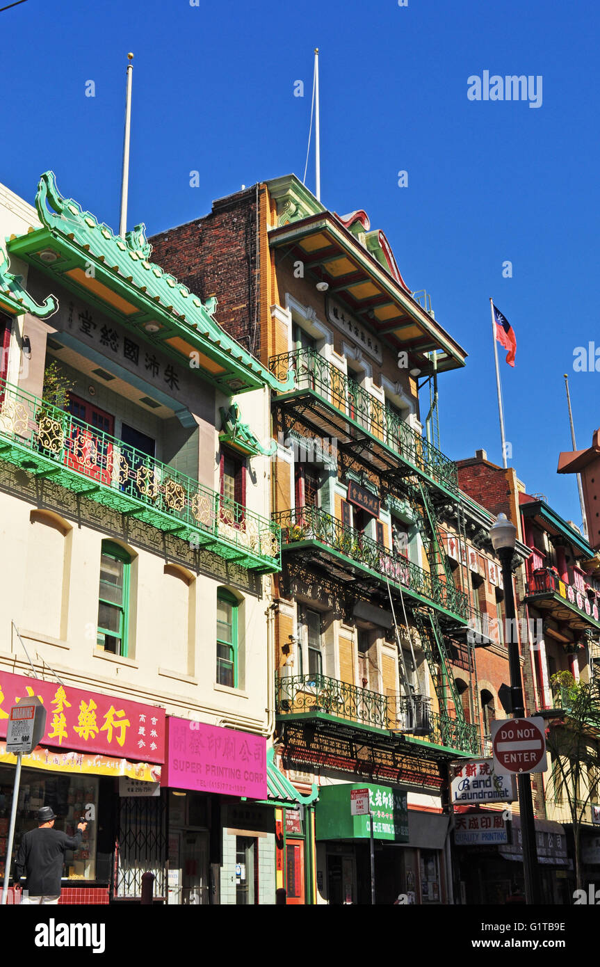 San Francisco: skyline with the oriental buildings of Chinatown, the ...