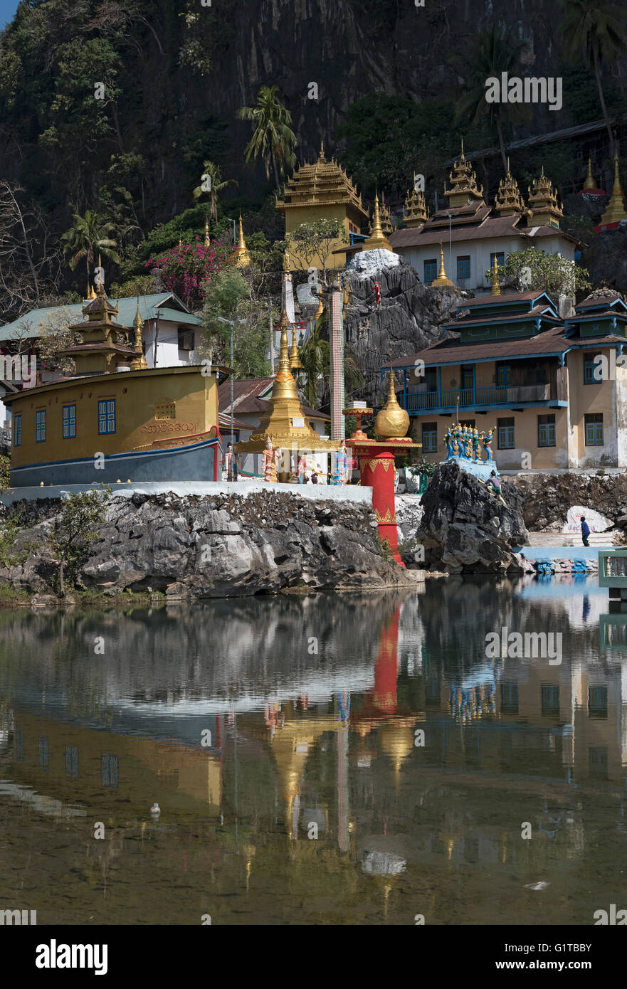 Bayint Nyi (Bayin Gyi Gu or Begyinni) cave temple and hot springs, Mon ...