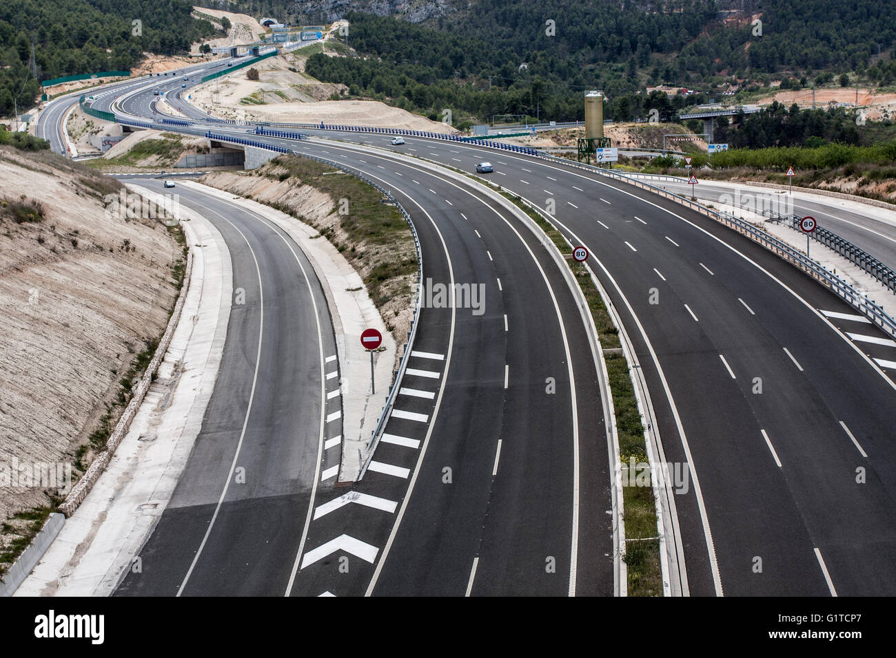 Highway road in countryside Spain Stock Photo - Alamy